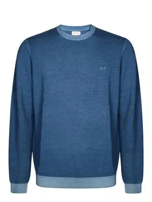 SUN 68 Fine Knit Crew Neck Sweater - Azzurro