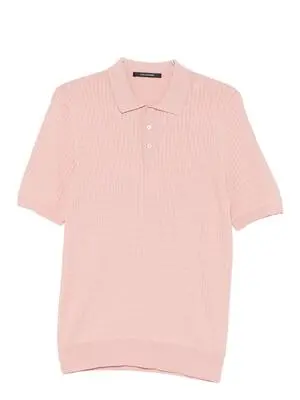 Tagliatore Cable-knit Polo Shirt With Ribbed Details - Rosa