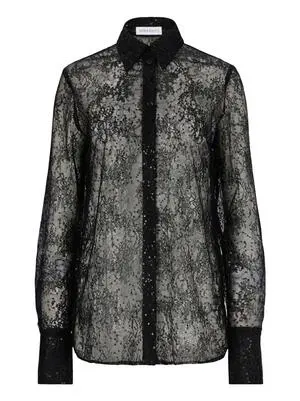 Nina Ricci Lace Sequin Bell Cuff Shirt - Black