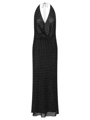 ROTATE BY BIRGER CHRISTENSEN Floral Halter Neck V-neck Chiffon Maxi Dress - Nero