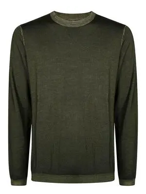SUN 68 Vintage Effect Crewneck Sweater - Verde