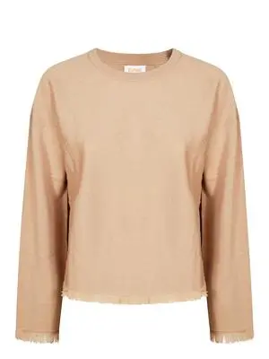 SUN 68 Fringe Knit Sweater - Beige