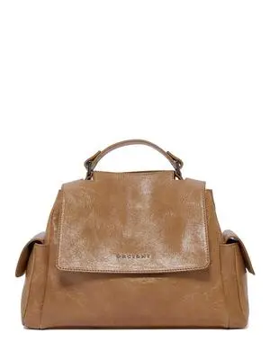 Orciani Sveva Stark Leather Handbag With Strap - Marrone