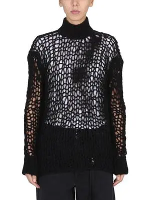 ANN DEMEULEMEESTER High Neck Knit T-shirt - Black