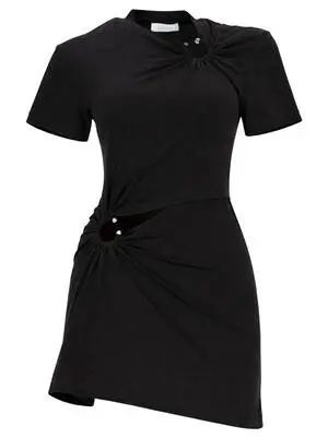 Rabanne Short Sleeve Asymmetric Cutout Mini Dress - Black