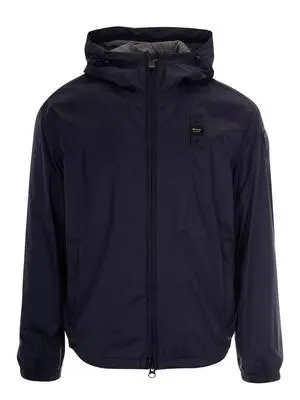 BLAUER. Hooded Zip-front Jacket - Blu