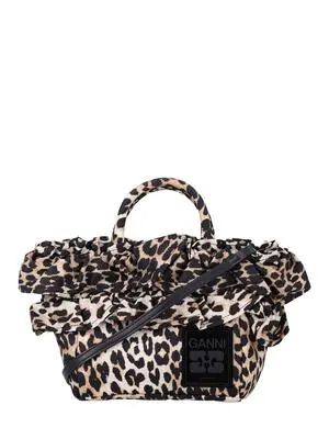 GANNI Leopard Print Ruffled Shopper - Leo