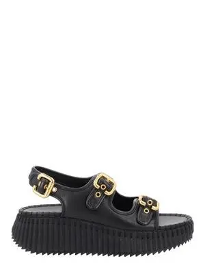 Chloé Buckled Platform Sandals - Black