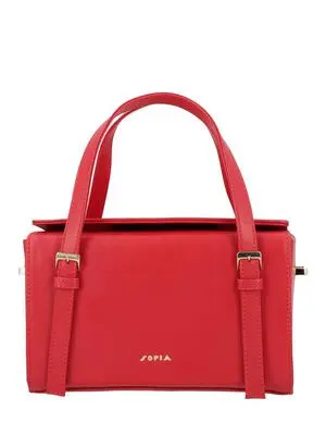 SOFIA Structured Top Handle Satchel Bag - Red