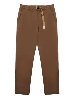 WHITE SAND Belted Cotton-blend Trousers - Brown