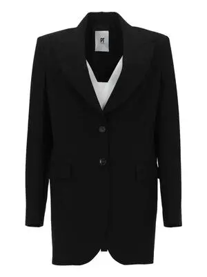 PT TORINO Single Breasted Jacket In Virgin Wool - Black