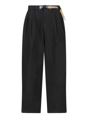 WHITE SAND Belted Tailored Trousers - Black