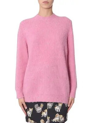 MSGM Embellished Crew Neck Sweater - Pink