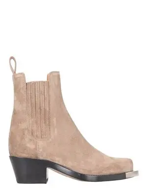 BUTTERO® Square-toe Suede Ankle Boots - Ivory