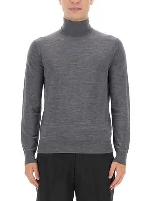 BALLANTYNE Regular Fit Wool Turtleneck Sweater - Grey