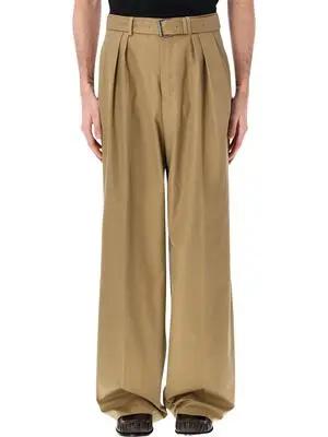 Dries Van Noten Dries Van Noten Wide-Leg Pleated Trousers With Belt Brown
