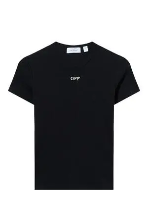 Off-White Ribbed Cotton Blend T-shirt - Black