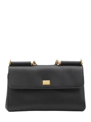 Dolce & Gabbana Medium Sicily Handbag In Plongé Calfskin - Black