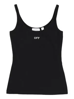 Off-White Ribbed Logo Tank Top - Black
