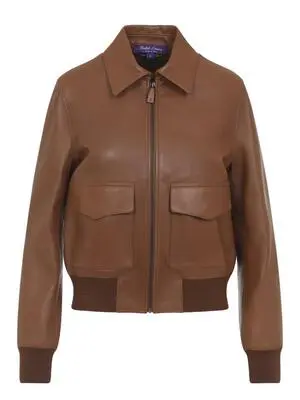 Ralph Lauren Sullivan Leather Bomber Jacket - Brown