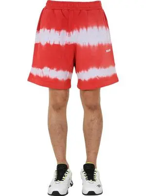 MSGM Tie-dye Bermuda Shorts With Drawstring Waist - Red
