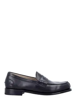 Prada PRADA Leather Loafers With Embossed Logo Black