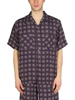 Needles Bowling Collar Mini Check Print Shirt - Multicolour