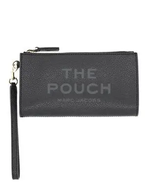 Marc Jacobs MARC JACOBS Logo Print Zip Pouch Wristlet Black