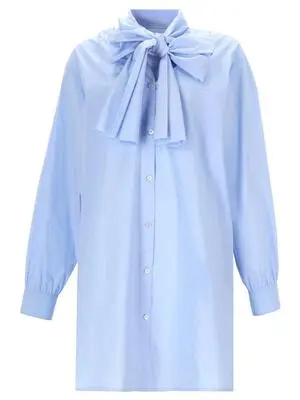 Moschino Tie-neck Button-front Shirt Dress - Azure