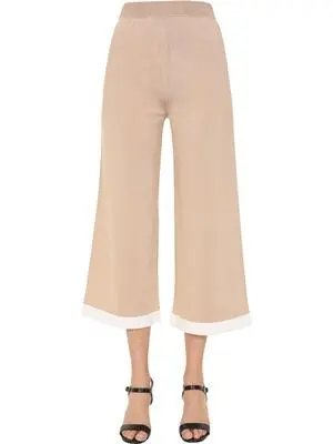 Moschino Cropped Trousers With Elasticated Waist - Beige