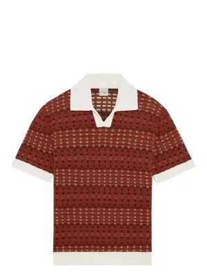 Drole De Monsieur Short-sleeved Polo With Retro Knit Design - Red