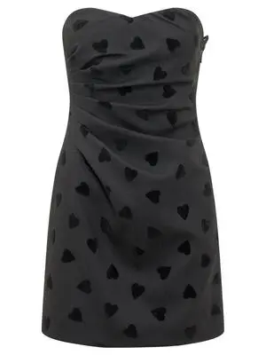 Celine Mini Strapless Bustier Dress With Heart Pattern - Black