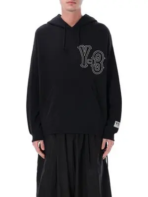 Y3 Oversized Embroidered Logo Hoodie - Black