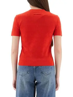 Tory Burch T-monogram Jacquard Knit Top - Red