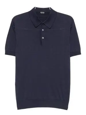 Zegna Reguther Fit 18 Gauge Polo With Short Sleeves - Blue