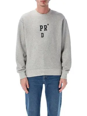 Prada Cotton Crewneck Sweatshirt With Logo - Grey