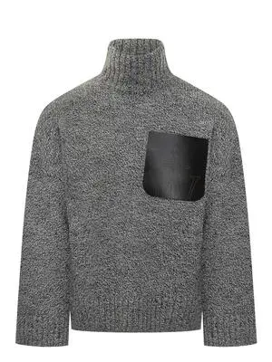 JW Anderson High Neck Pullover With Pocket - Grey