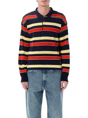 JW Anderson Knitted Striped Rugby Polo Top - Blue