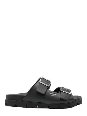 Prada Buckled Leather Sandals - Nero