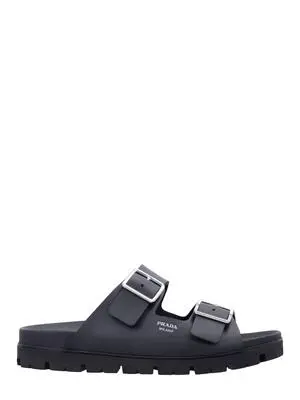 Prada PRADA Rubber Strap Buckled Sandals Nero