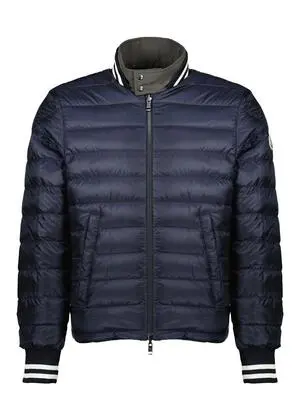 Moncler Zip-up Bomber Jacket With Striped Accents - Darkgrey