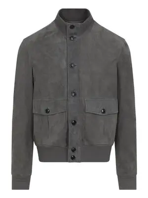 Zegna Lamb Leather Blouson Jacket - Grey