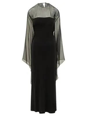Alberta Ferretti Black Sheer Sleeve Gown - Nero
