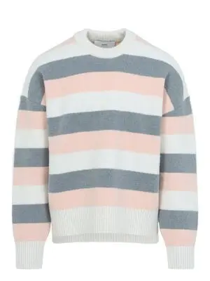 AMI Paris Striped Crew Neck Pullover Sweater - Multicolour