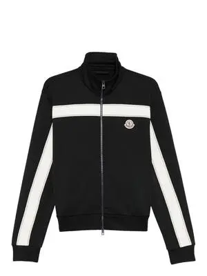 Moncler Zip-up Cardigan With Striped Detail - Black