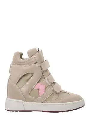 Isabel Marant Étoile ISABEL MARANT High-Top Wedge Sneakers With Velcro Straps Beige Bubblegum