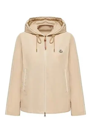 Moncler Hooded Jacket With Zip Closure - Beige