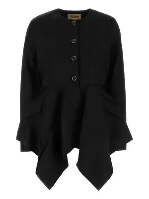 UMA WANG Viscose Blend Jacket With Draped Hem - Black