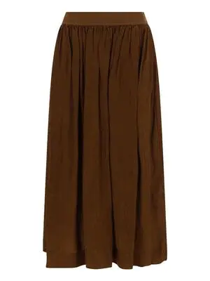 UMA WANG High Waist Midi Skirt - Brown