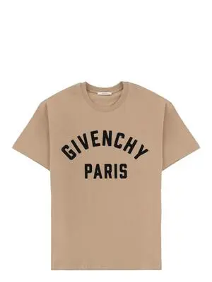 Givenchy T-shirt In Cotton With Paris Embroidery - Brown